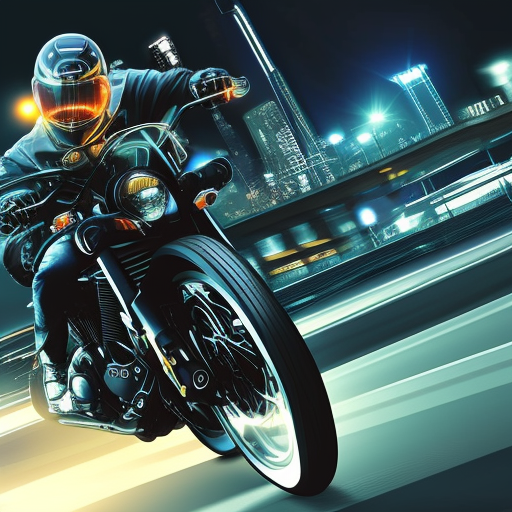 bitfloorsghost: a motorcycle, full shot, at night