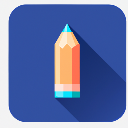 Blue Square Icon With Pencil