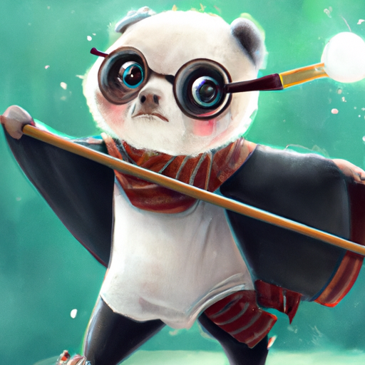 yandislidesains: Cute little panda as harry potter fighting, digital art