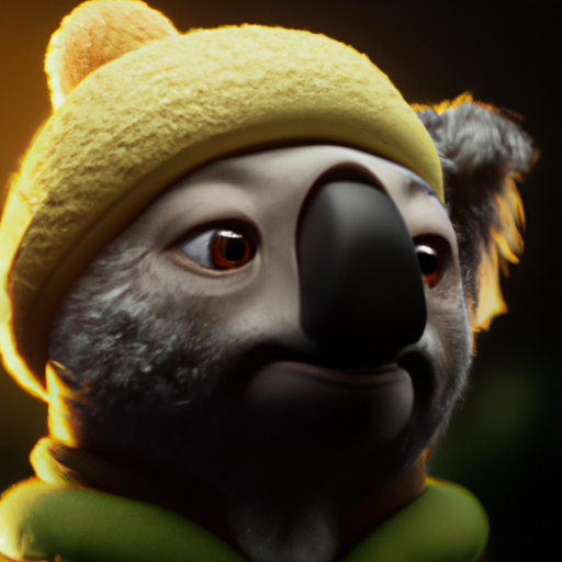 ryanlalonde: a koala wearing a beanie and a yellow jacket, under ...
