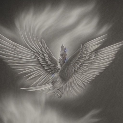 Phoenix Bird Rising From The Ashes Drawing