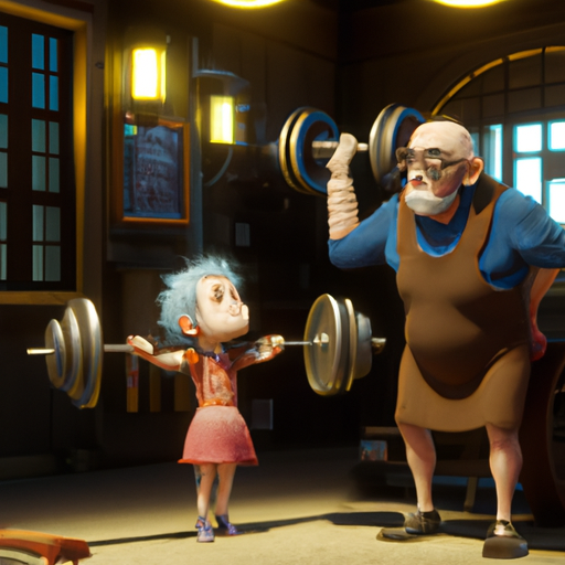 arongalonsky: old man and a little old lady lifting weights in a gym ...
