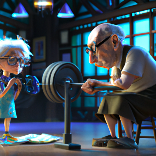 arongalonsky: old man and a little old lady lifting weights in a gym ...