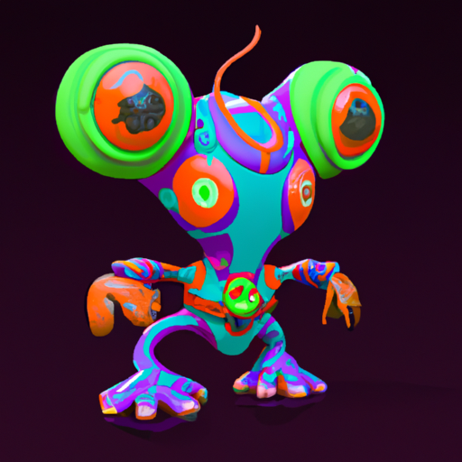 даниилкарташов: cartoon creature, fantastic, alien made in bright colors