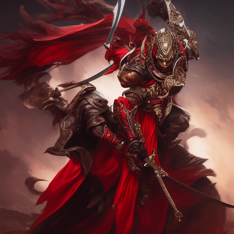 mechapixel: ninja demon asura red mask with demon sword