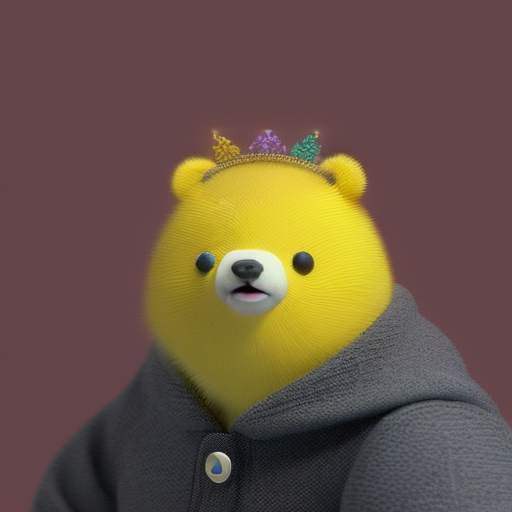 addison: (A cute tiny bear in a jacket, wearing a realistic crown) with ...