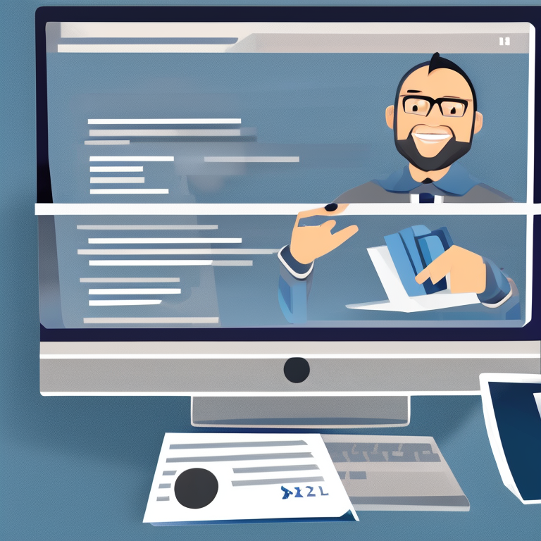 sharonkorach: a man on a computer smiling, dark blue background, mind ...