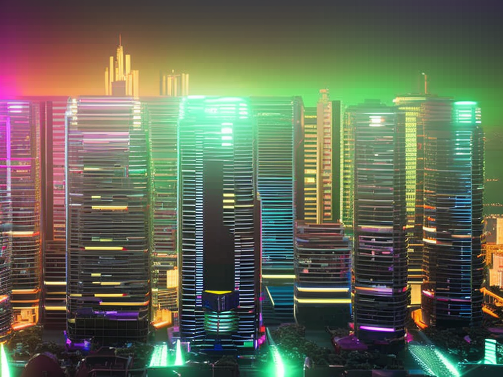 sethmillstein: 3d render of a synthwave cityscape, 1980s colors, ray ...
