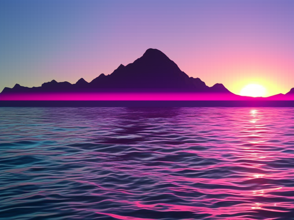sethmillstein: 3d render of a synthwave ocean, 1980s colors, water ...