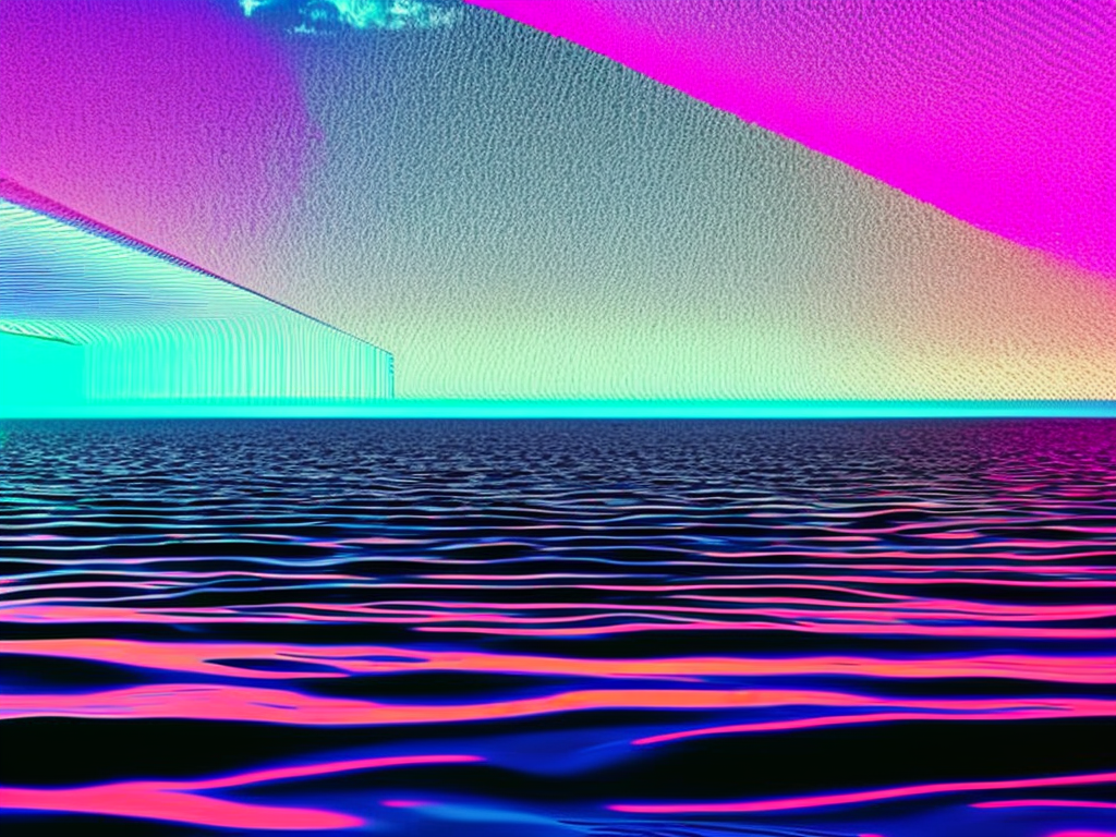 sethmillstein: 3d render of a synthwave ocean, 1980s colors, water ...
