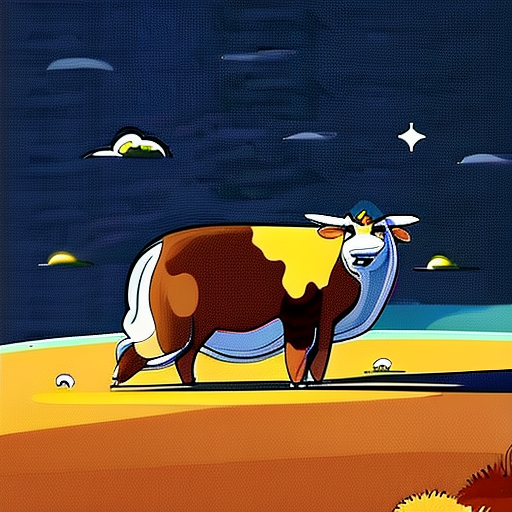 Cartoon Cows Eating Grass