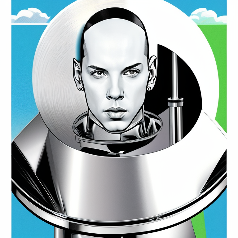 smug-rail410: rapper Eminem as a robot made from steel