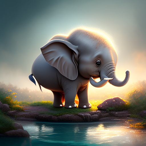 Klee: Any elephant jumping in a pool