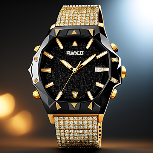 pastel-skunk778: Diamond And Spike Studded Digital Watch Black and Gold