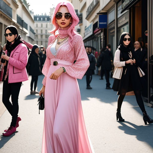 milky-swan39: Pink haired Arab ladies in Paris Fashion week wearing ...