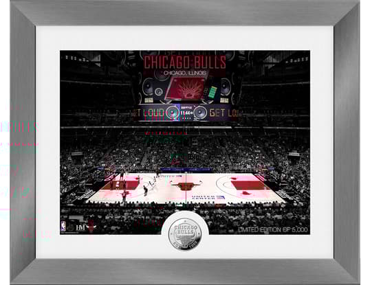 The Highland Mint NBA Chicago Bulls Court Silver Coin Frame Collectible ...