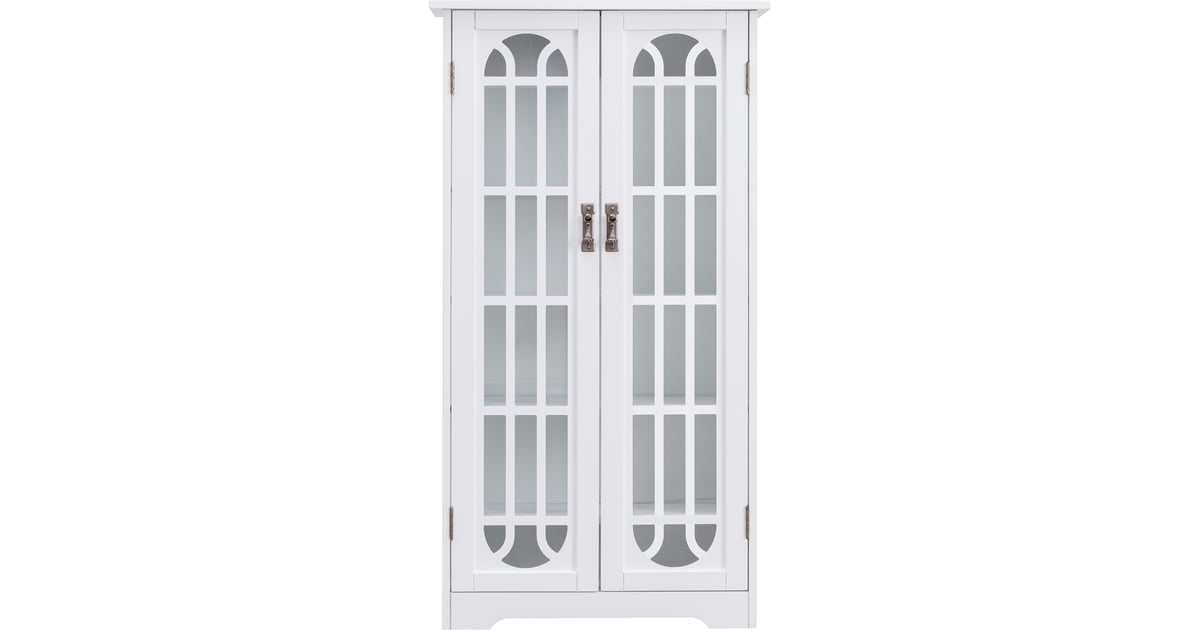 SEI Furniture White Display Cabinet with Windowpane Glass Doors ...