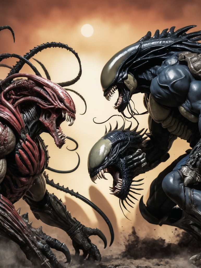 Premium Free ai Images | alien carnage vs venom predator