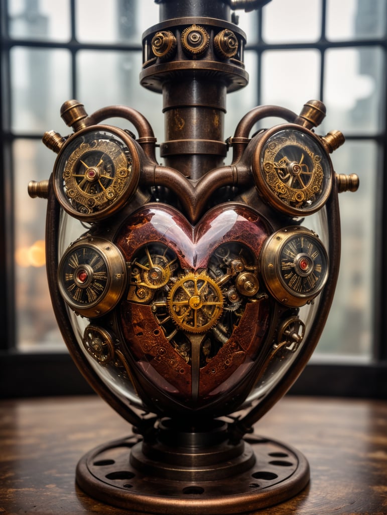 Premium Free ai Images | hyper realistic dead rusted heart in steampunk ...