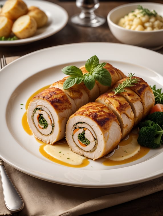 Premium Free ai Images | rolade ayam kentang plating piring cantik ...