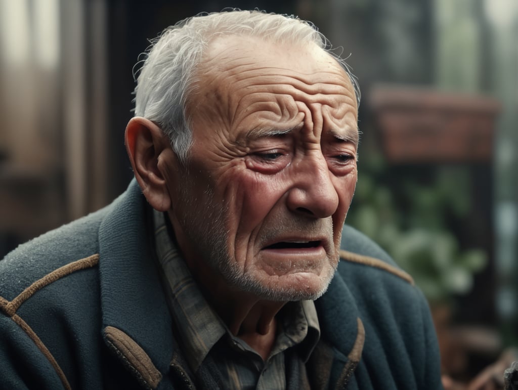 Premium Free ai Images | portrait of an elderly crying man high ...