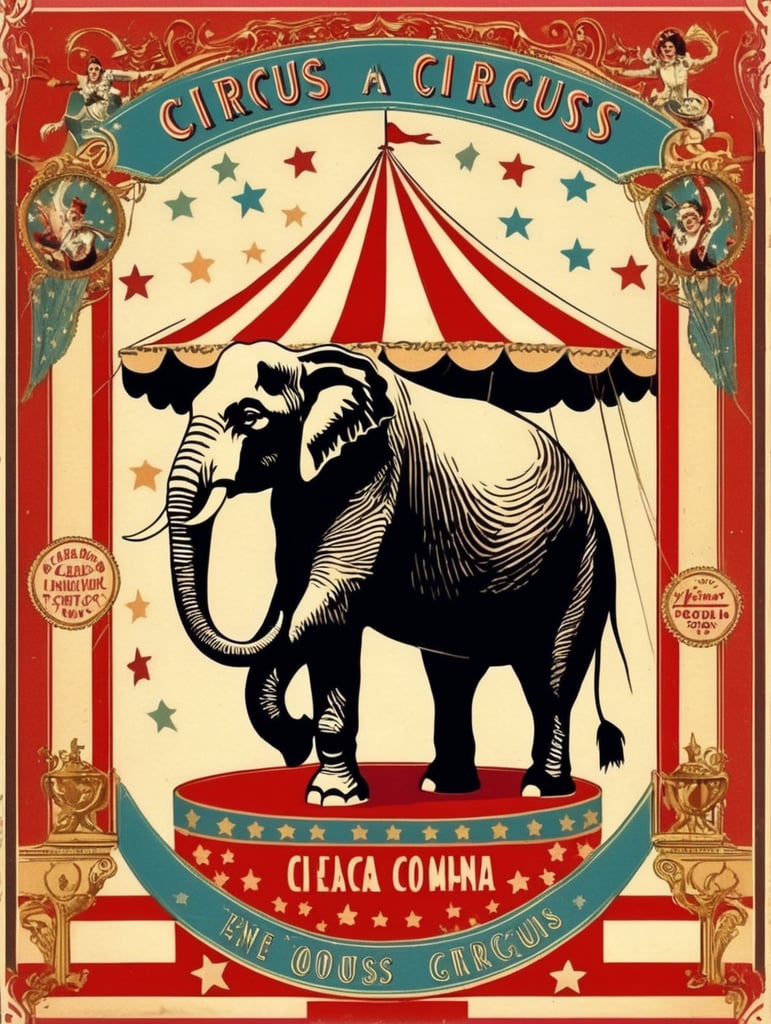 Premium Free ai Images | vintage circus postcard illustration