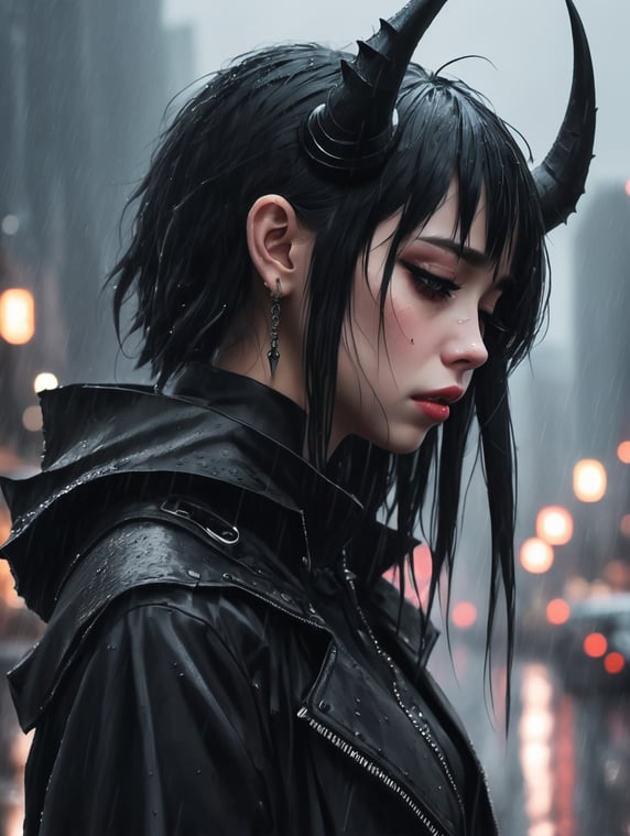 Premium Free ai Images | dark anime goth girl crying profile dark ...