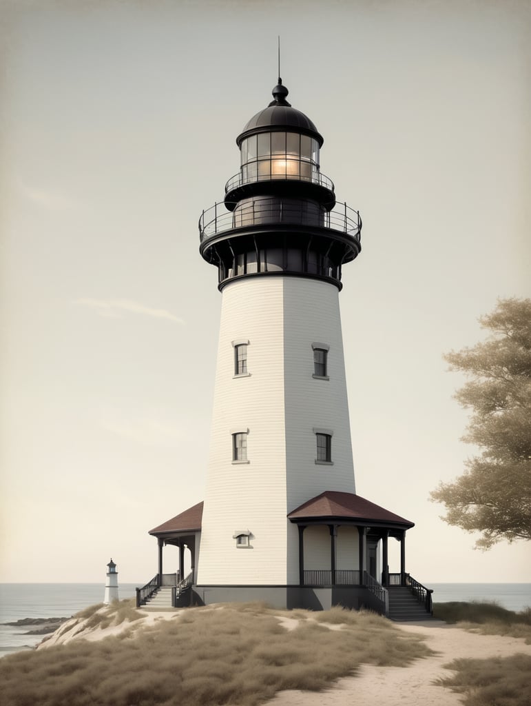 Premium Free ai Images | historic rendering of an old lighthouse