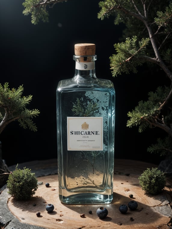 Premium Free ai Images | professional photography of square gin bottle ...