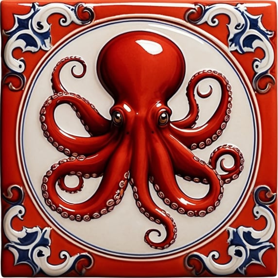 Premium Free ai Images | square ceramic glazed tile with medieval art ...