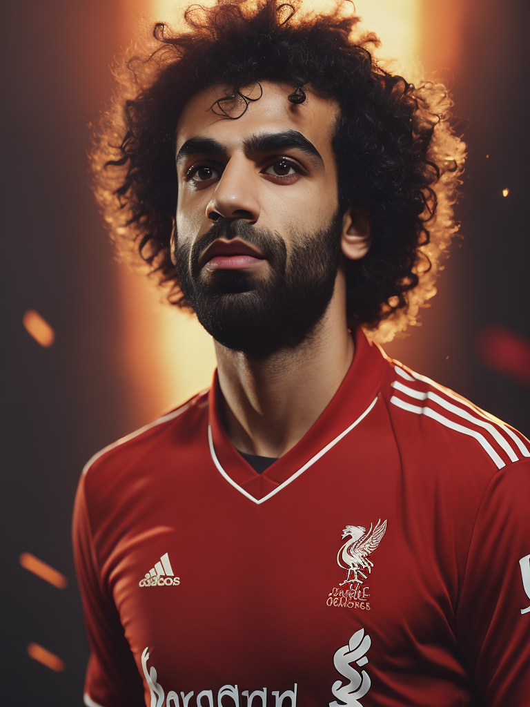 Lumenor AI Image Generation - mohamed salah portrait in red liverpool ...