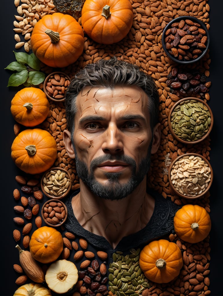 Premium Free ai Images | anatomy of male made of ingredients nuts ...