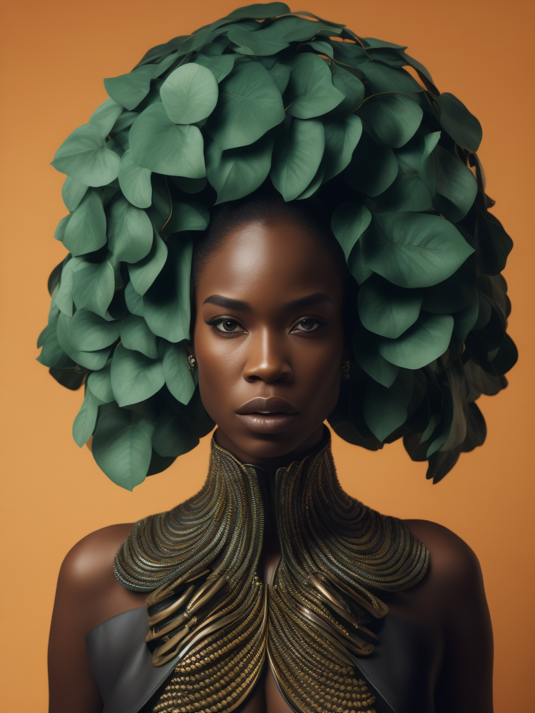 Premium Free ai Images | resolute ebony woman model gazing diagonally ...