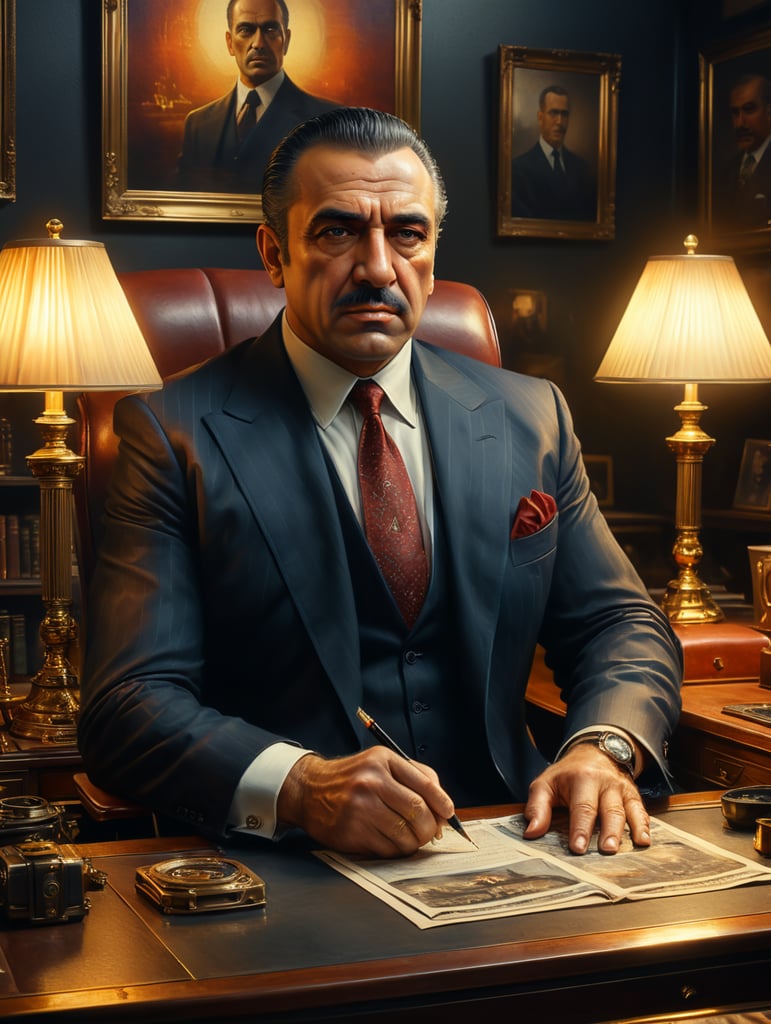 Premium Free ai Images | beautiful oil matte portrait painting mafia ...