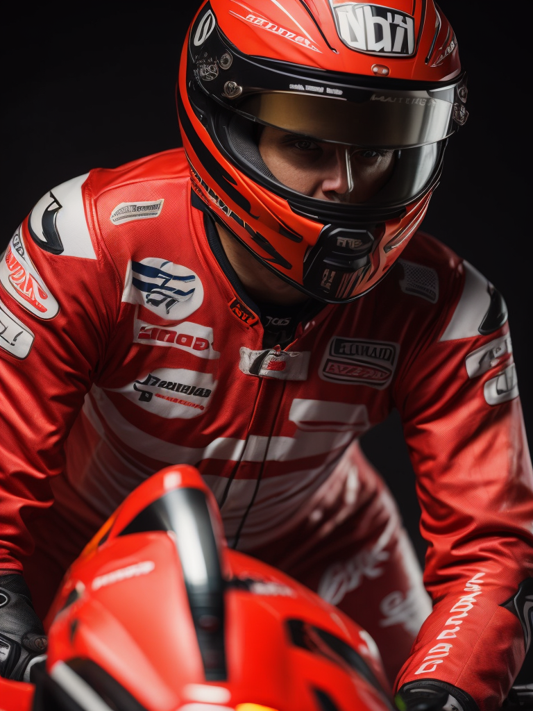 Lumenor AI Image Generation - portrait of motogp racer on bike red ...