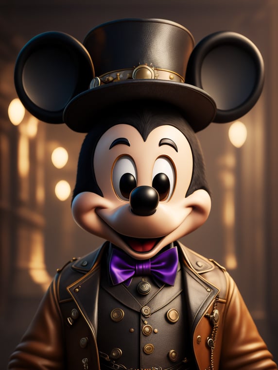 Premium Free ai Images | portrait of mickey mouse in steampunk style ...