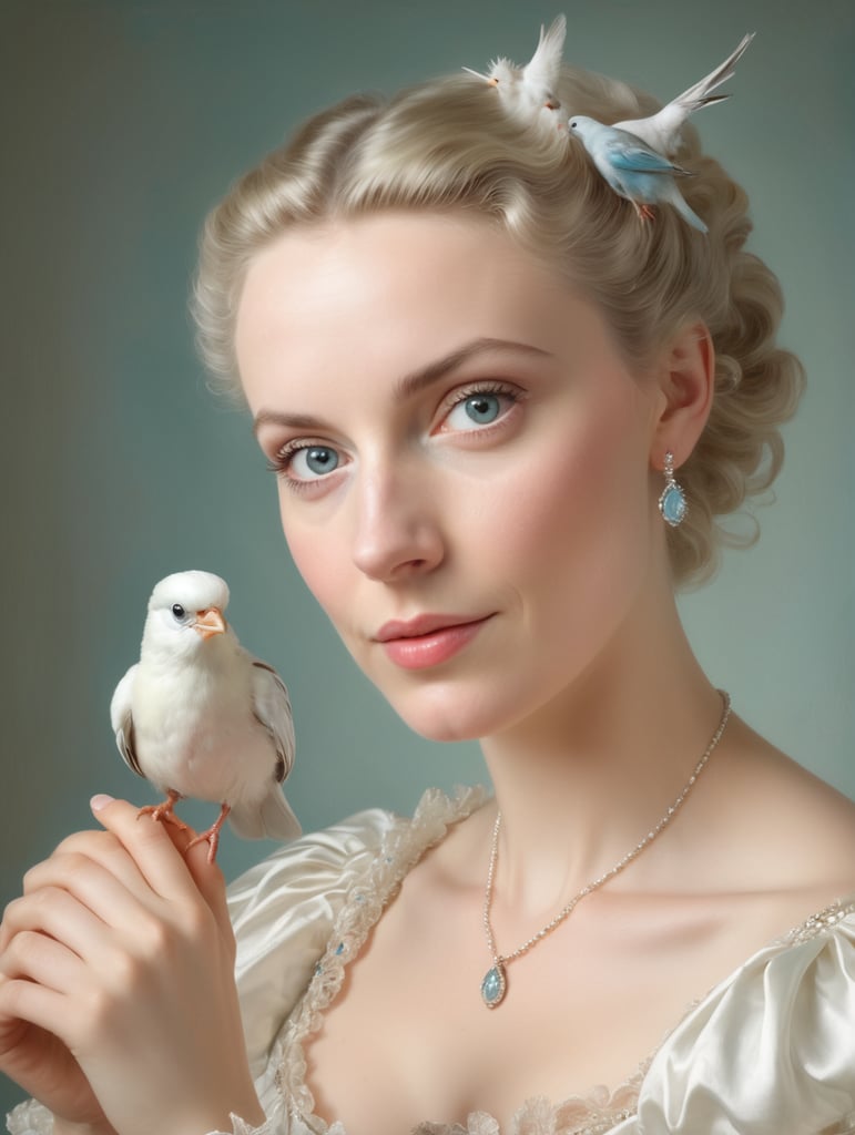 Premium Free ai Images | oil portrait painting of marie emilie holding ...