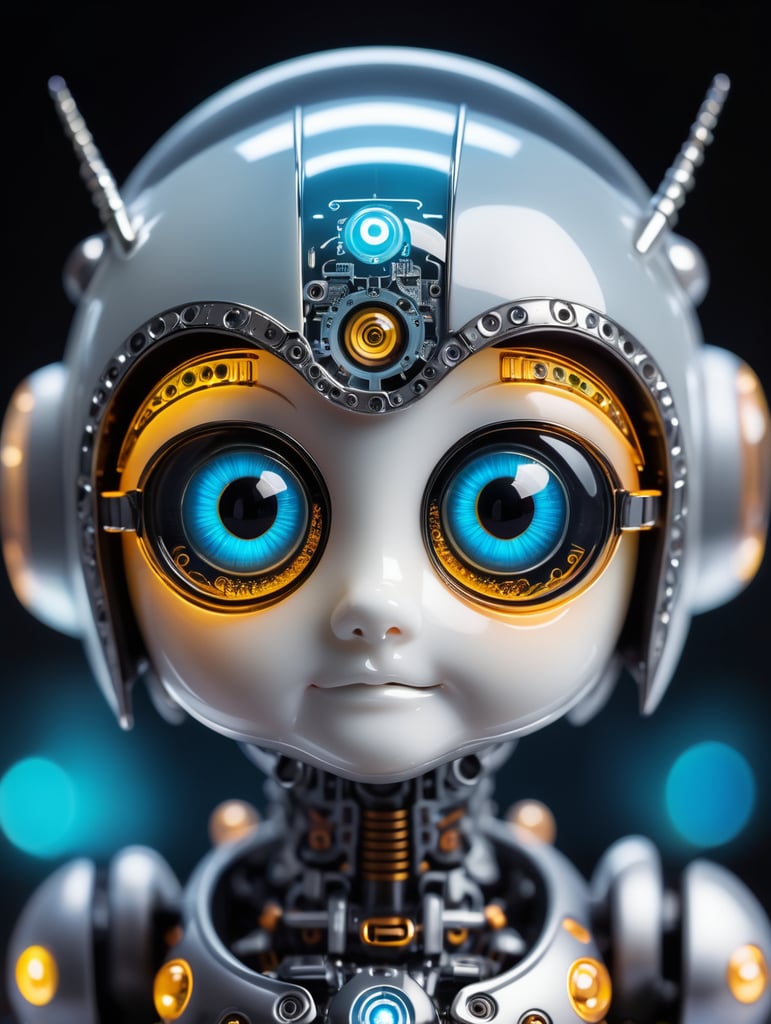 Premium Free ai Images | adorable aesthetic miniature robot translucent ...