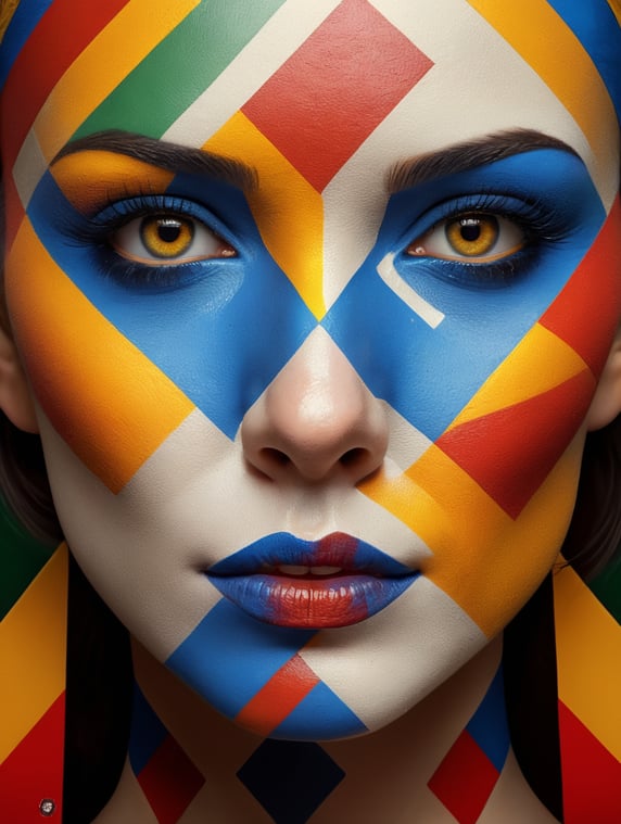 Premium Free ai Images | close up portrait of female face painted in ...