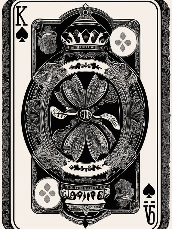 Premium Free ai Images | king of clubs playing card face card linocut ...
