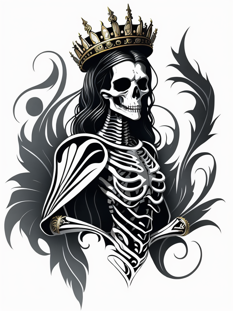 Lumenor AI Image Generation - vector art of queen skeleton tattoo
