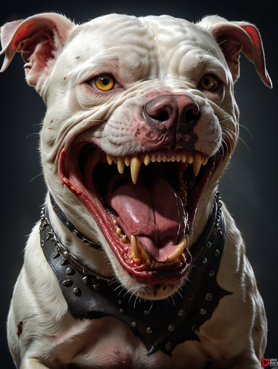 Premium Free ai Images | head of an very aggressive pitbull with fangs ...