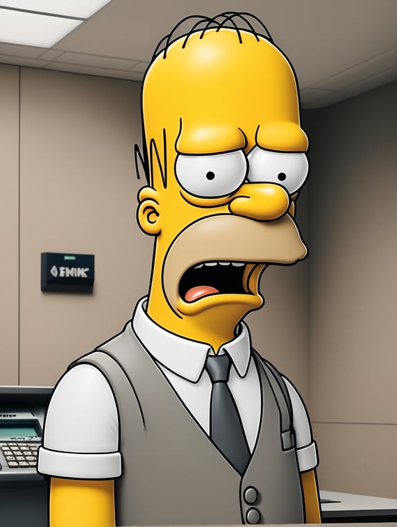 Premium Free ai Images | homer simpson crying in bank