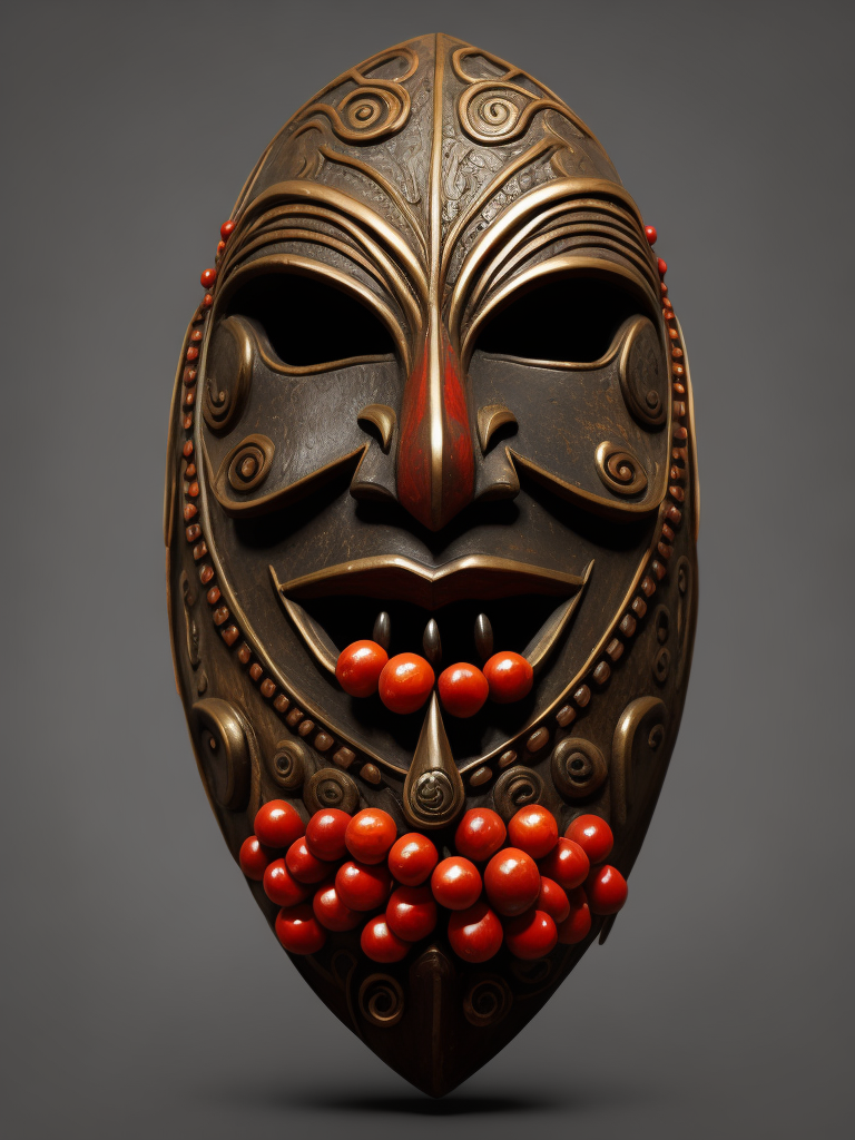Lumenor AI Image Generation - wooden maori mask traditional mask red ...