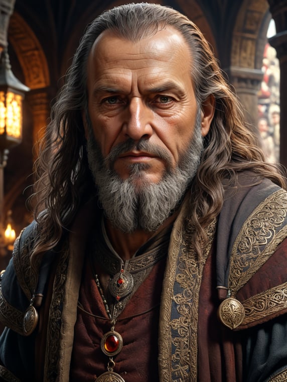 Premium Free ai Images | old small man rich medieval merchant long ...