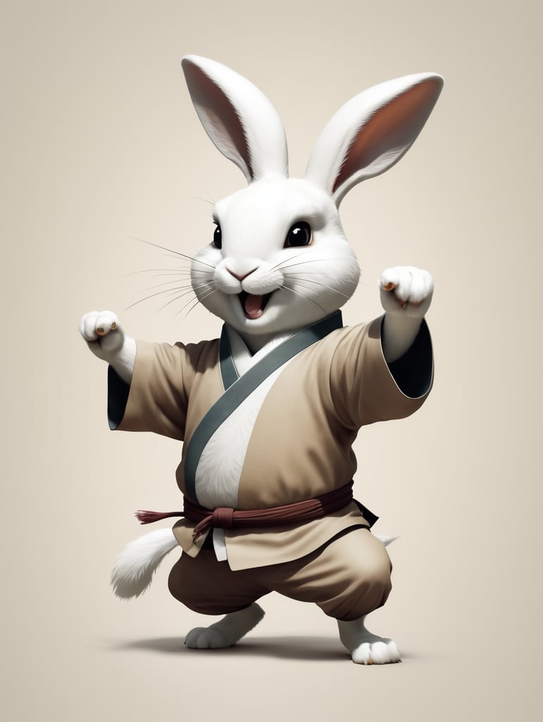 Premium Free ai Images | happy kung fu rabbit