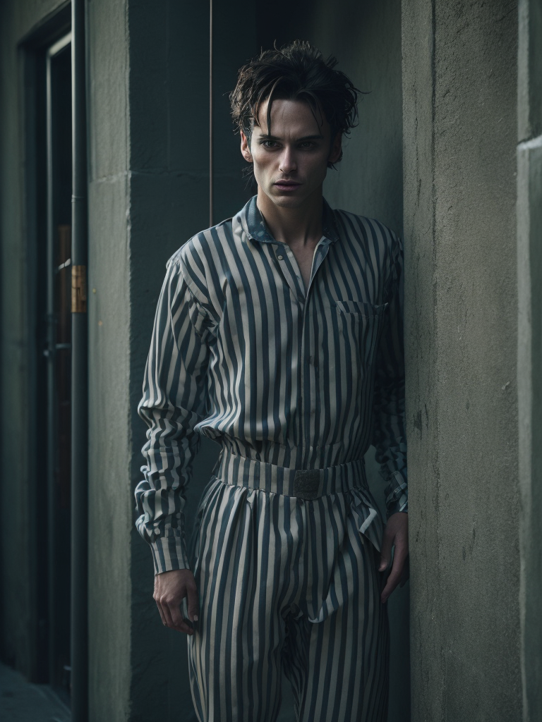 Premium Free ai Images | clown in black and white stripes prison ...