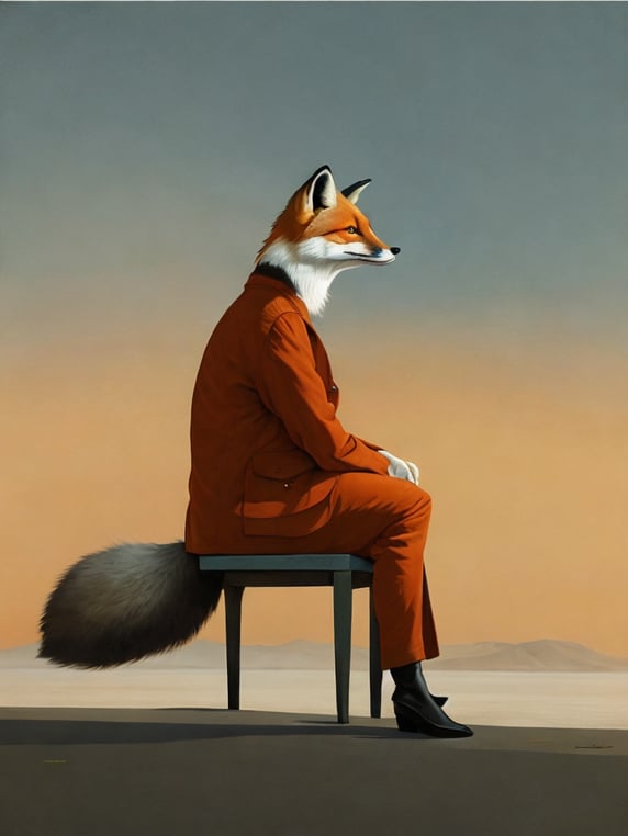 Premium Free ai Images | fox sitting on chair looking to the horizon ...
