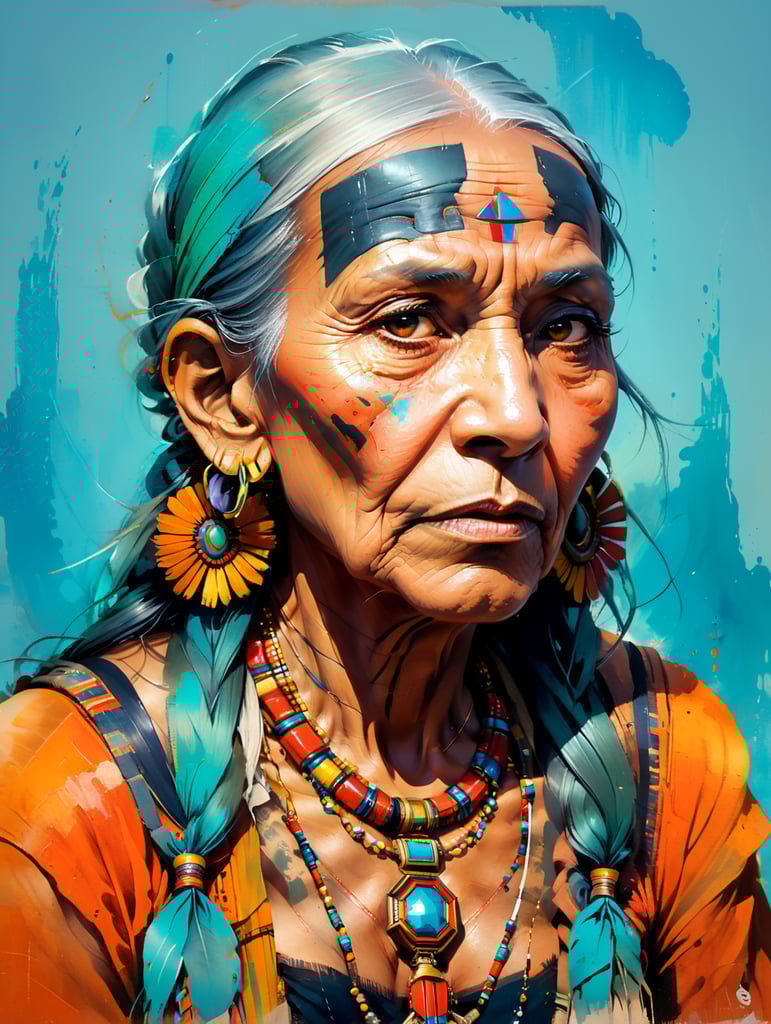 Premium Free ai Images | native american old woman in national dress ...