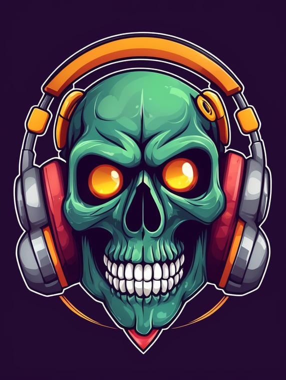 Premium Free ai Images | skull gamers mascot logo gaming bright colors ...